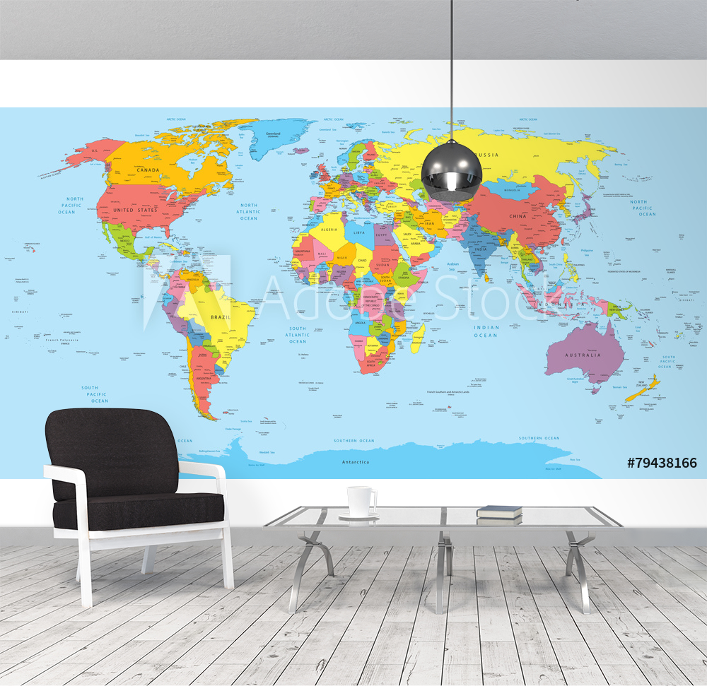 World Map With Countries Country And City Names Valmistajalta